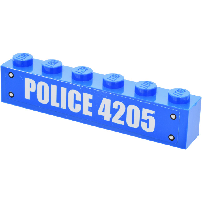 LEGO Blue Brick 1 x 6 with Police 4205 Sticker (3009) | Brick Owl ...