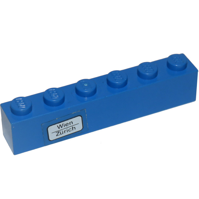 LEGO Blue Brick 1 x 6 with Wien-Zürich Sticker (3009) | Brick Owl ...