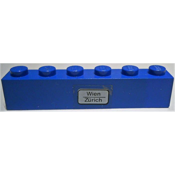 LEGO Blue Brick 1 x 6 with Wien-Zürich Sticker (3009) | Brick Owl ...