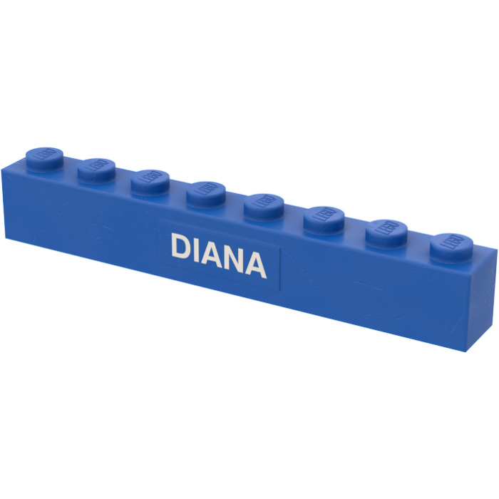 LEGO Blue Brick 1 x 8 with white 'DIANA' Sticker (3008) | Brick Owl ...