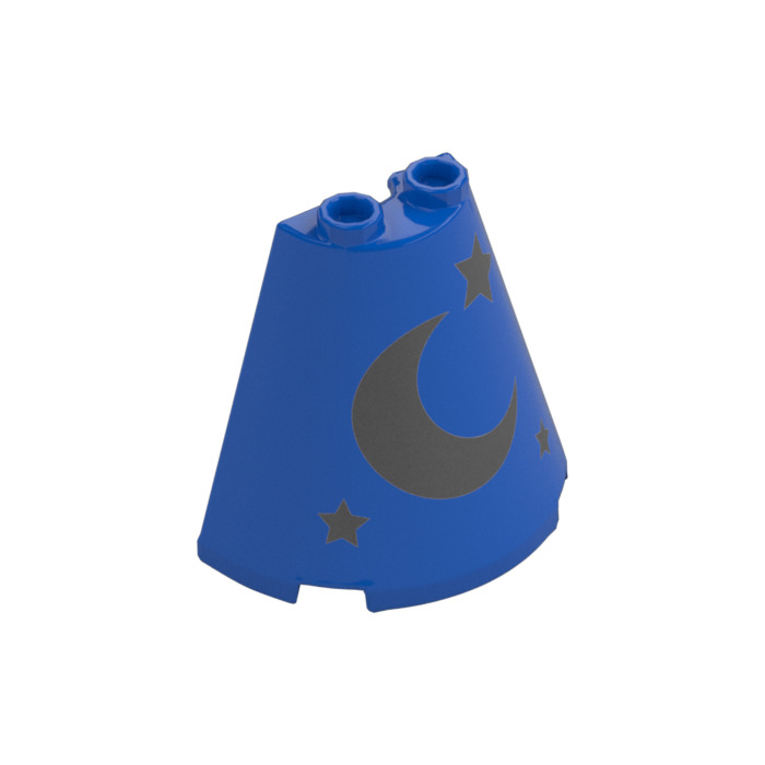 LEGO Blue Cone 2 x 4 x 3 Half with Silver Moon and Stars (38317 / ...