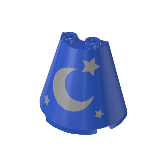 LEGO Blue Cone 2 x 4 x 3 Half with Silver Moon and Stars (38317 / ...