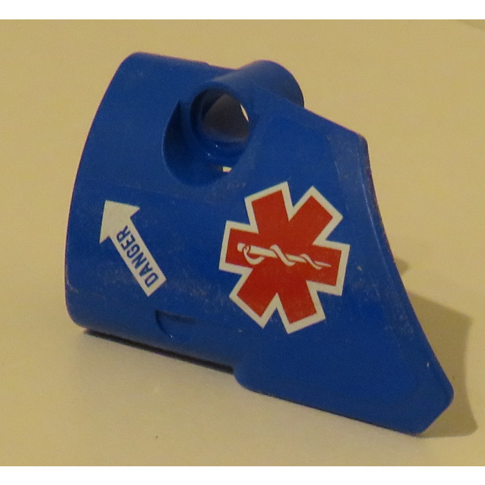 LEGO Blue Curved Panel 1 Left with EMT Star of Life and White Arrow ...