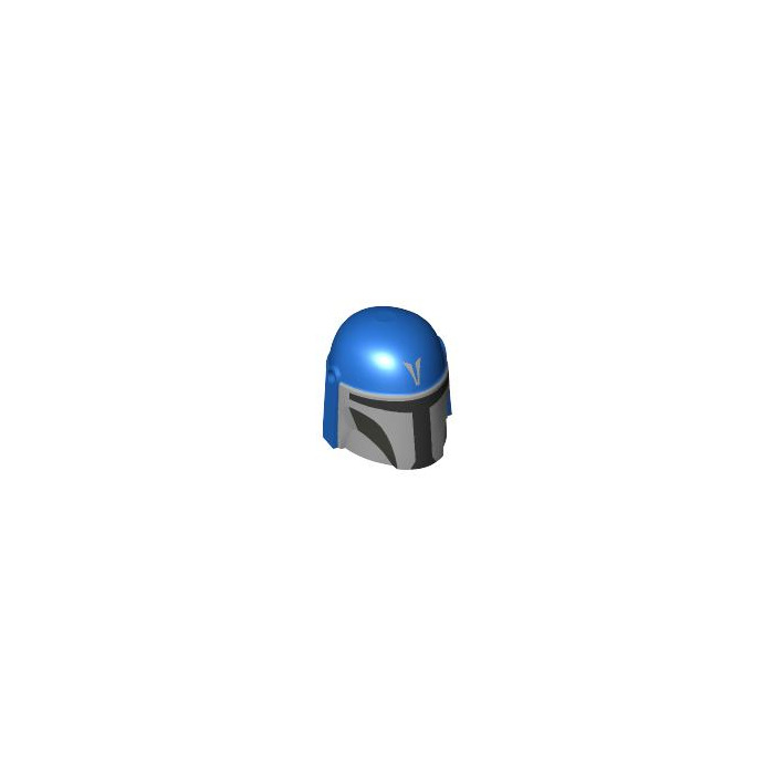 LEGO Blue Helmet with Sides Holes with Mandalorian Decoration (3807 / ...