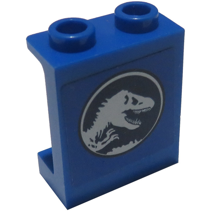 LEGO Blue Panel 1 x 2 x 2 with Jurassic World Dino Logo Sticker with ...