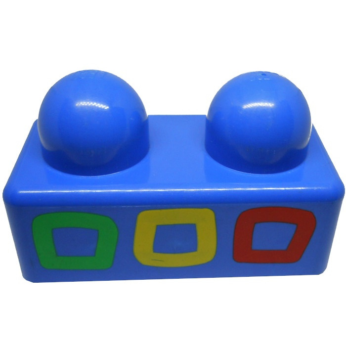 LEGO Primo Brick 1 x 2 with 3 Coloured Squares (outlines) (31001 / ...