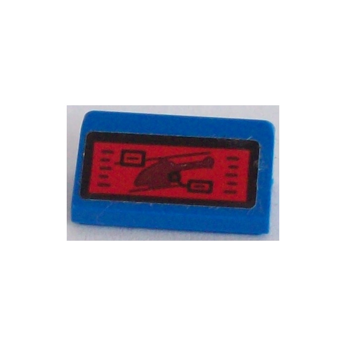 LEGO Blue Slope 1 x 2 (31°) with Helicopter on Red Screen Sticker ...