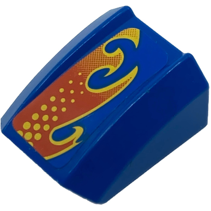 LEGO Blue Slope 1 x 2 x 2 Curved with Flames (Right Half) Sticker ...