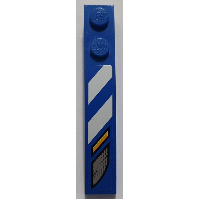 LEGO Blue Slope 1 x 6 Curved with Studs with Blue and White Danger ...