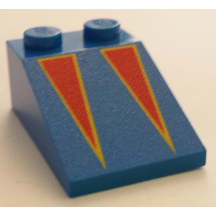 LEGO Blue Slope 2 x 3 (25°) with Two Red/Gold Triangles (3298 / 82862 ...