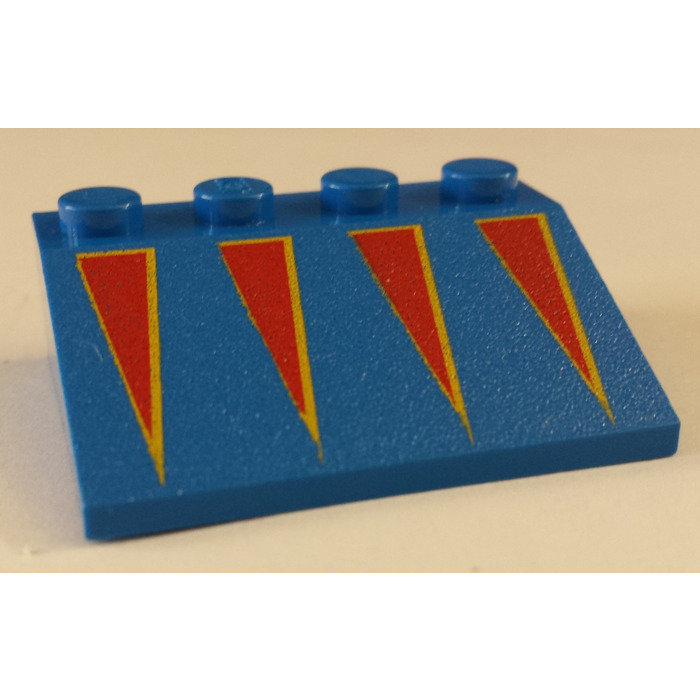 LEGO Blue Slope 3 x 4 (25°) with Red/Yellow Triangles (3297 / 82861 ...