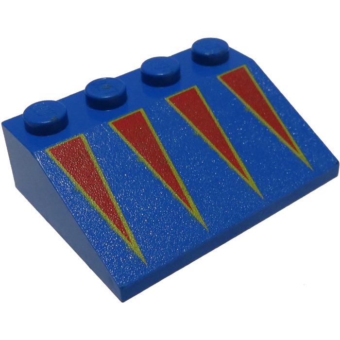 LEGO Blue Slope 3 x 4 (25°) with Red/Yellow Triangles (3297 / 82861 ...