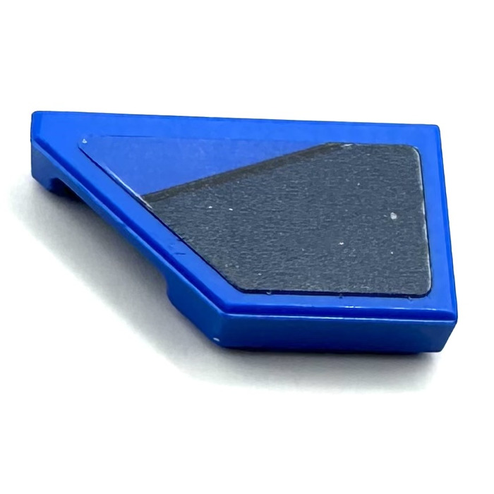 LEGO Tile 1 x 2 45° Angled Cut Left with dark blue backround with blue ...