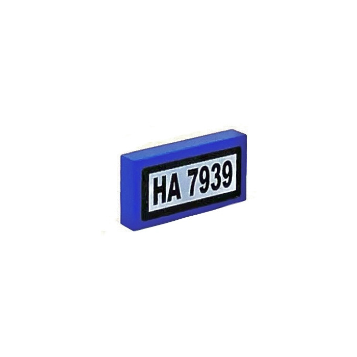 LEGO Blue Tile 1 x 2 with 'HA 7939' Sticker with Groove (3069) | Brick ...