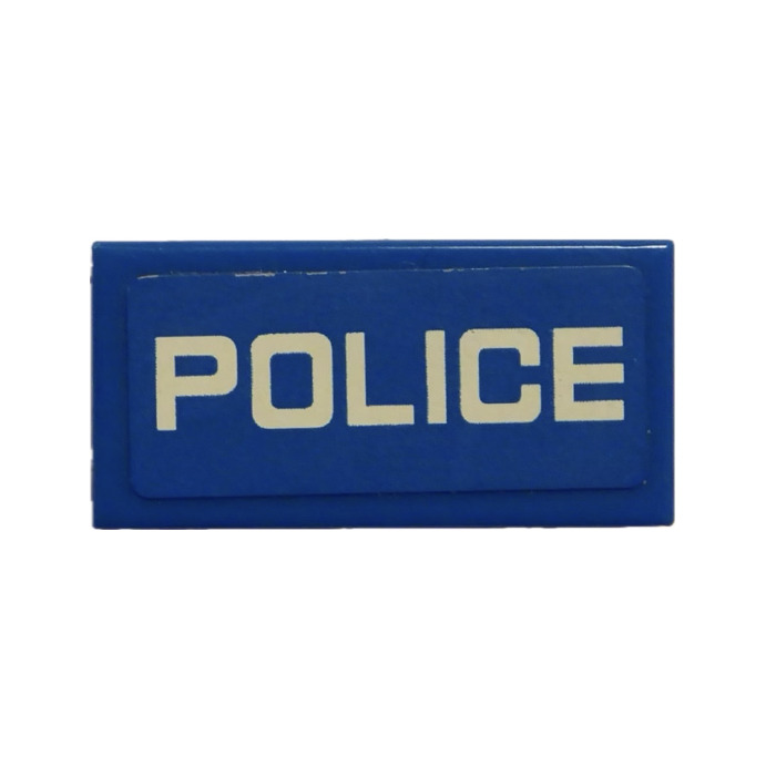 LEGO Blue Tile 1 x 2 with Police Sticker with Groove (3069) | Brick Owl ...