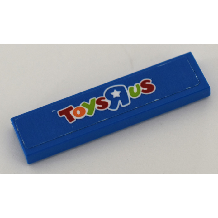 LEGO Blue Tile 1 x 4 with Toys R Us logo Sticker (2431) | Brick Owl ...