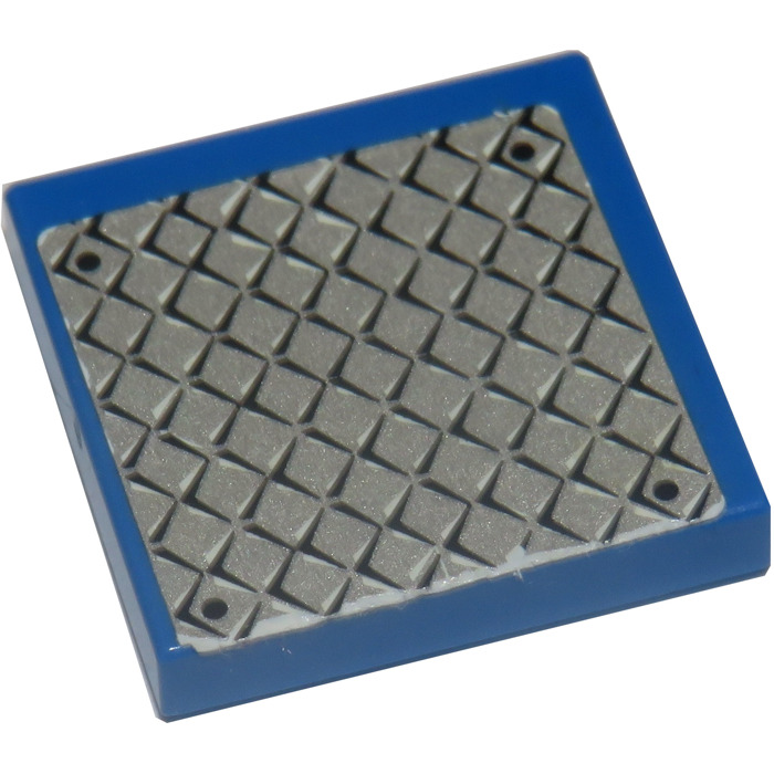 LEGO Blue Tile 2 x 2 with Checker Plate Sticker with Groove (3068 ...
