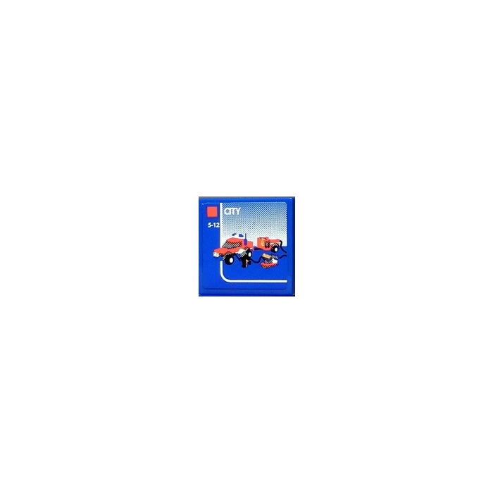 LEGO Blue Tile 2 x 2 with City Fire Rescue Set Box Sticker with Groove ...