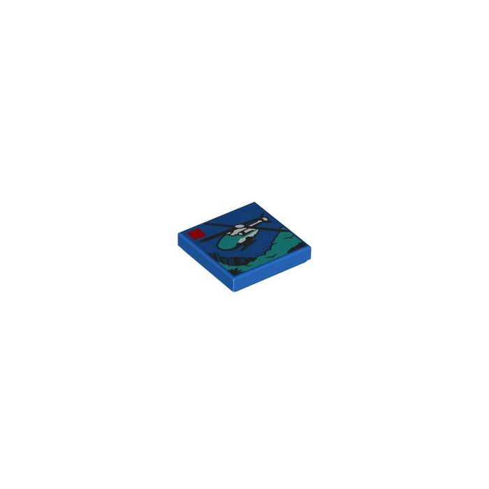 LEGO Blue Tile 2 x 2 with Emergency Rescue Helicopter Set Box with ...