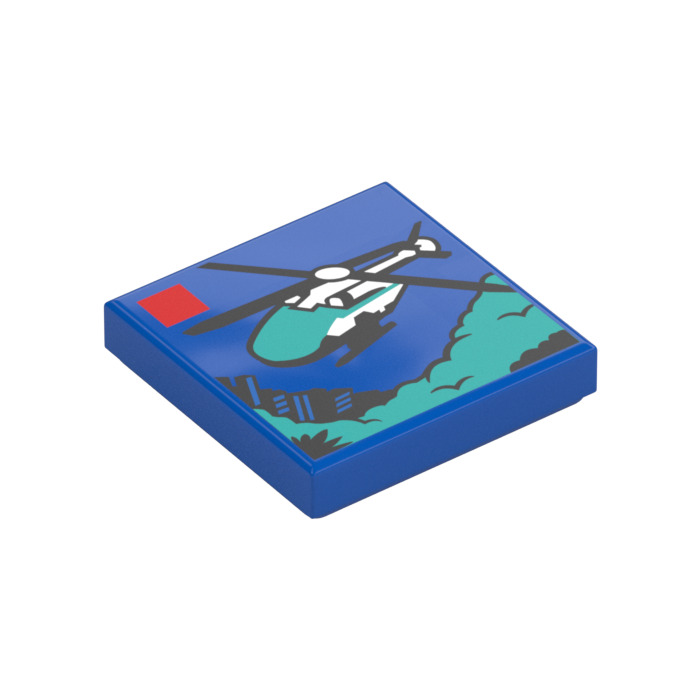 LEGO Blue Tile 2 x 2 with Emergency Rescue Helicopter Set Box with ...