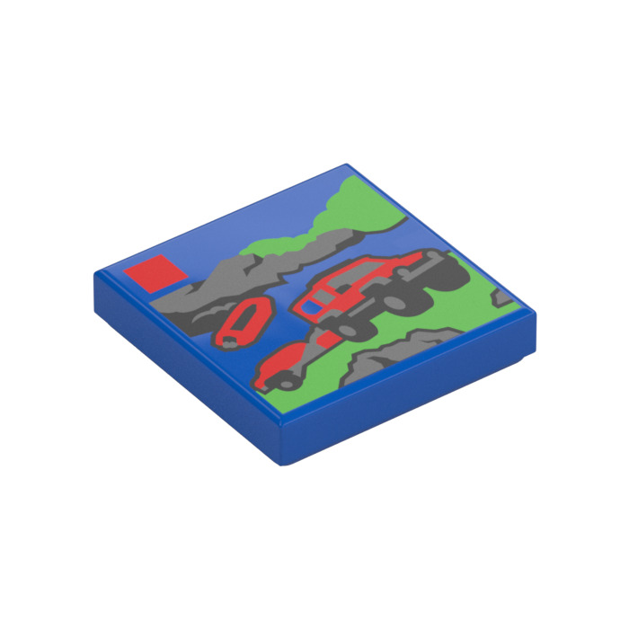 LEGO Blue Tile 2 x 2 with Fire Truck with Rescue Boat Set Box with ...