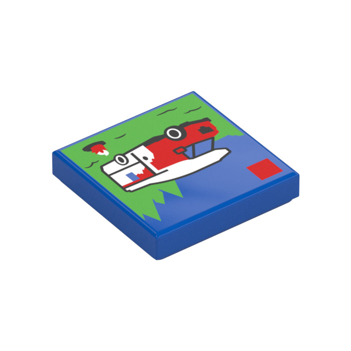 LEGO Blue Tile 2 x 2 with Holiday Camper Van Set Box with Groove (3068 ...