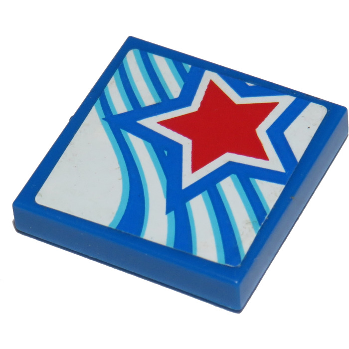 LEGO Tile 2 x 2 with Red Star Sticker with Groove (3068) | Brick Owl ...
