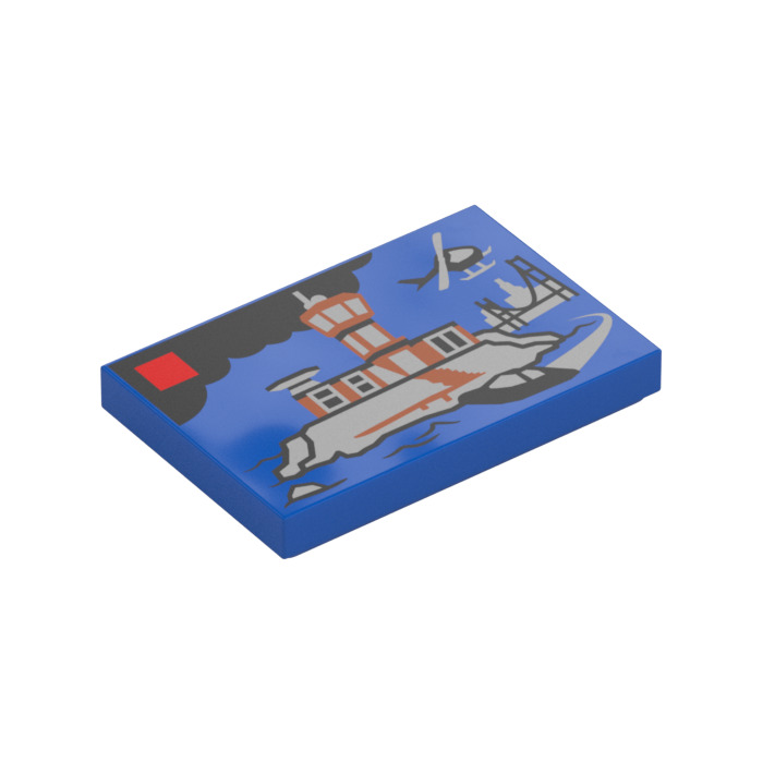 LEGO Tile 2 x 3 with Police Prison Island Set Box (26603 / 107597 ...