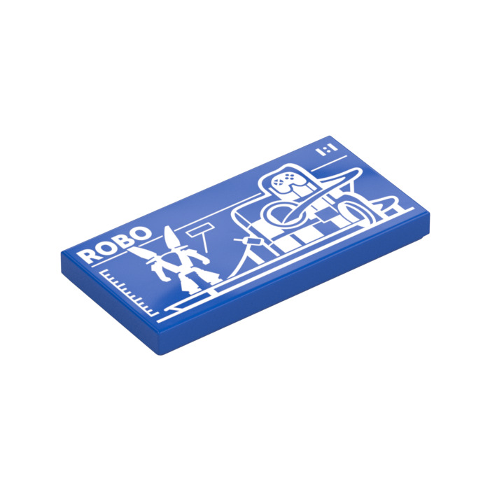 LEGO Blue Tile 2 x 4 with ‘ROBO’ and Construction Drawing (87079 / ...