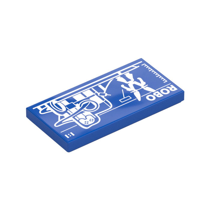 LEGO Blue Tile 2 x 4 with ‘ROBO’ and Construction Drawing (87079 / ...