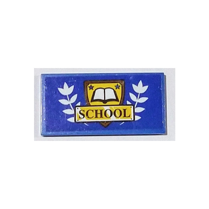 LEGO Blue Tile 2 x 4 with School Sticker (87079) | Brick Owl - LEGO ...