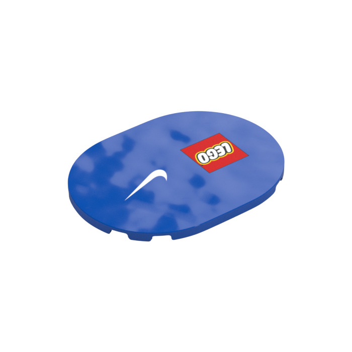 LEGO Blue Tile 6 x 8 with Rounded Ends with LEGO and Nike Logos (65474 ...