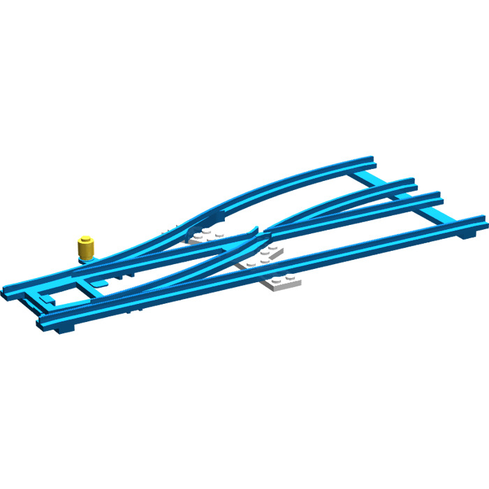 LEGO Blue Train Track 4.5V Switch Point Left with White Sleepers ...