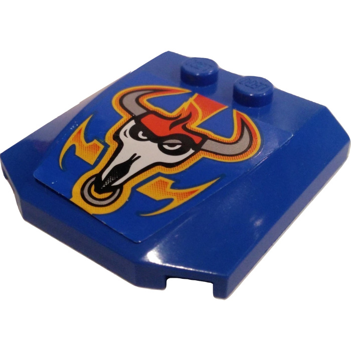 LEGO Blue Wedge 4 x 4 Curved with Lightning Taurus Skull Sticker (45677 ...