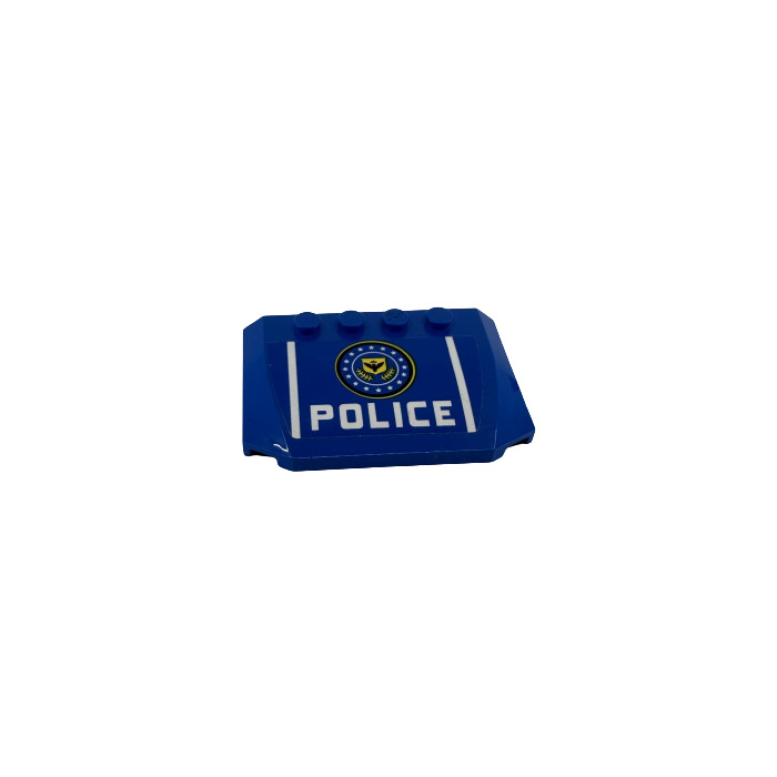 LEGO Blue Wedge 4 x 6 Curved with Badge, White Stripes and 'POLICE ...