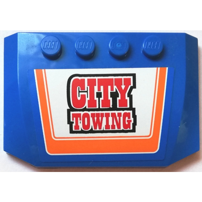 LEGO Blue Wedge 4 x 6 Curved with City Towing Sticker (52031) | Brick ...