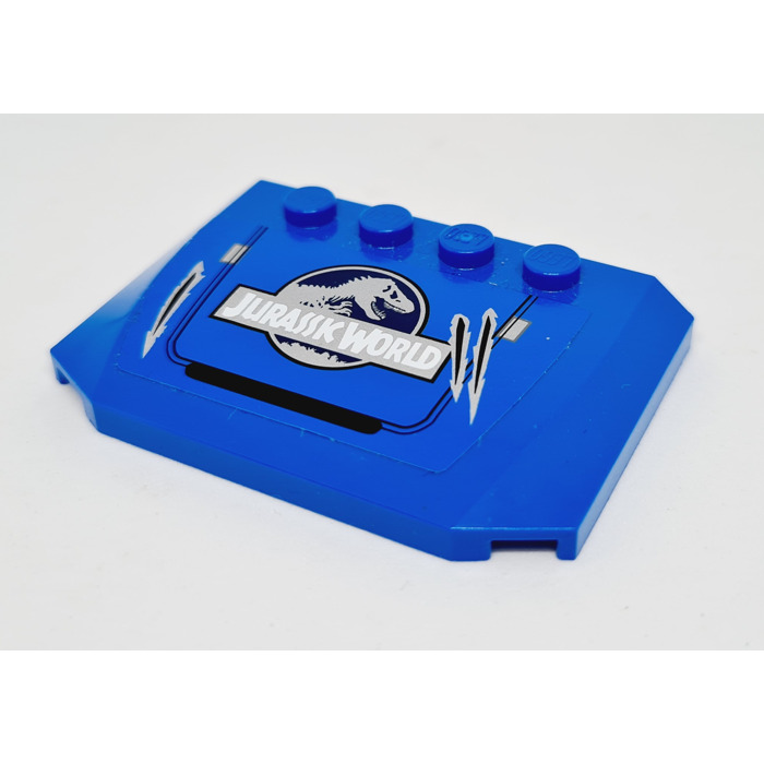 LEGO Blue Wedge 4 x 6 Curved with Jurassic World Logo and Claw Scratch ...