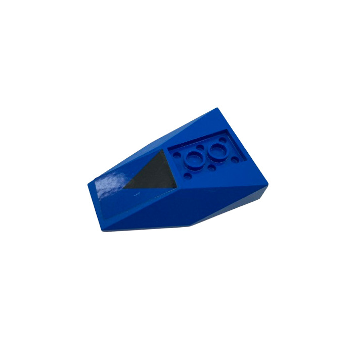 LEGO Blue Wedge 6 x 4 Inverted with Black Triangle Sticker with 4 Stud ...