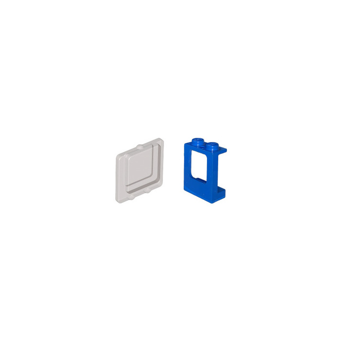 LEGO Blue Window 1 x 2 x 2 (Plane) with Transparent Brown Black Glass ...