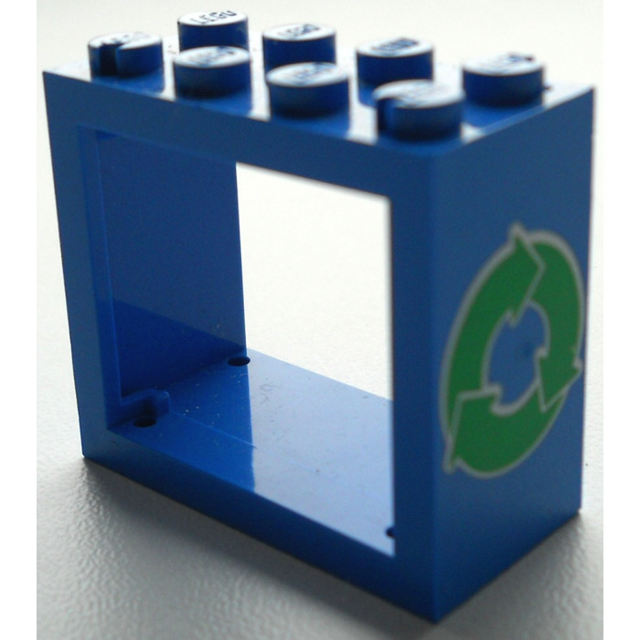 LEGO Blue Window 2 x 4 x 3 with Recycling Arrows with Rounded Holes ...