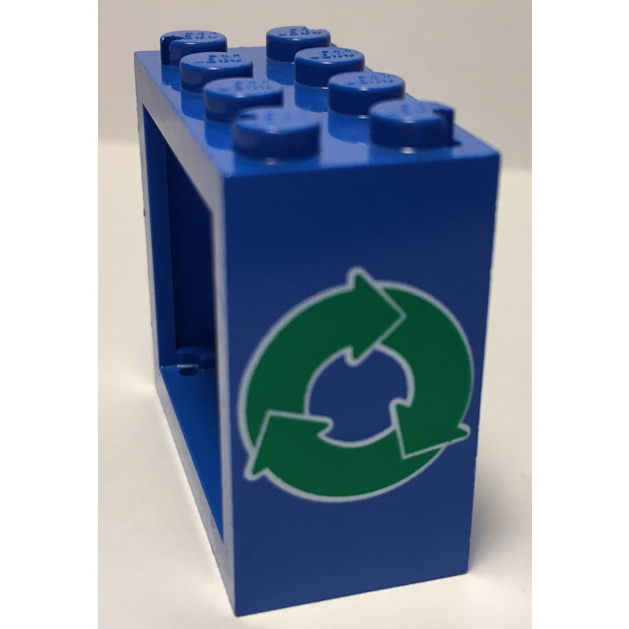 LEGO Blue Window Frame 2 x 4 x 3 with Recycling Arrows with Rounded ...