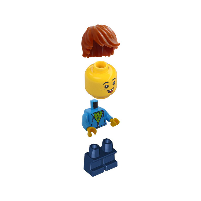 LEGO Boy with Azure Hoodie and Dark Blue Short Legs (Smile with Tongue ...