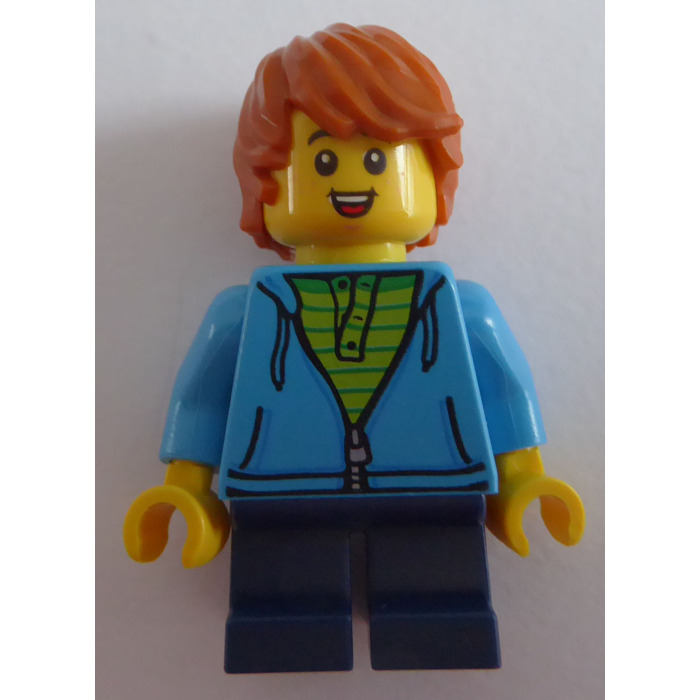 LEGO Boy with Azure Hoodie and Dark Blue Short Legs (Smile with Tongue ...