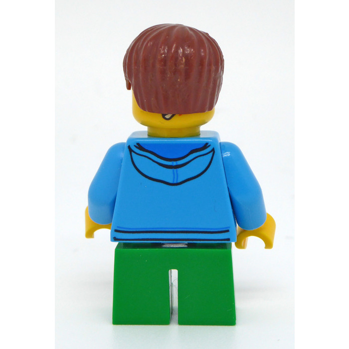 LEGO Boy with Azure Hoodie and Green Short Legs Minifigure | Brick Owl