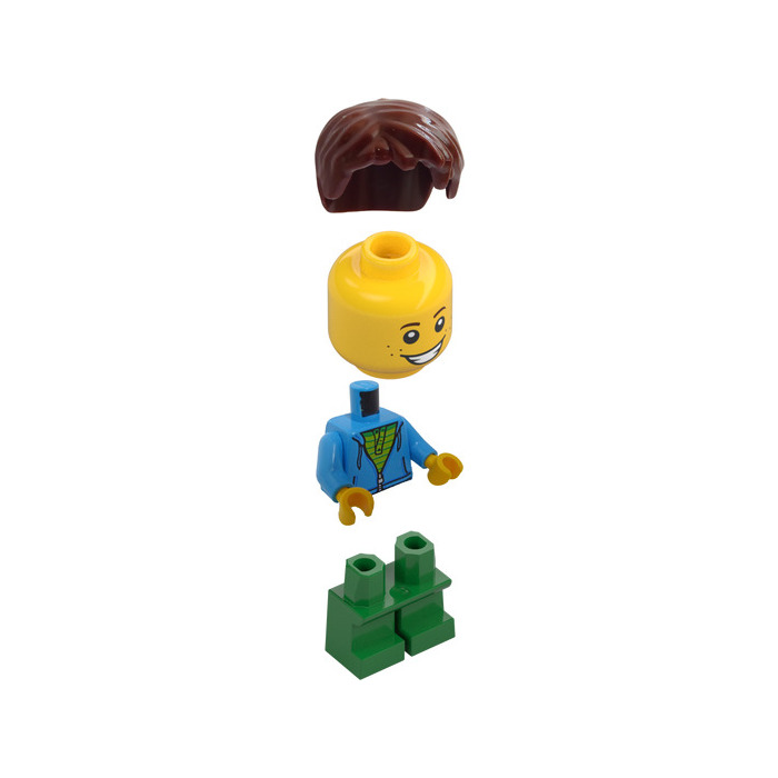 LEGO Boy with Azure Hoodie and Green Short Legs Minifigure | Brick Owl