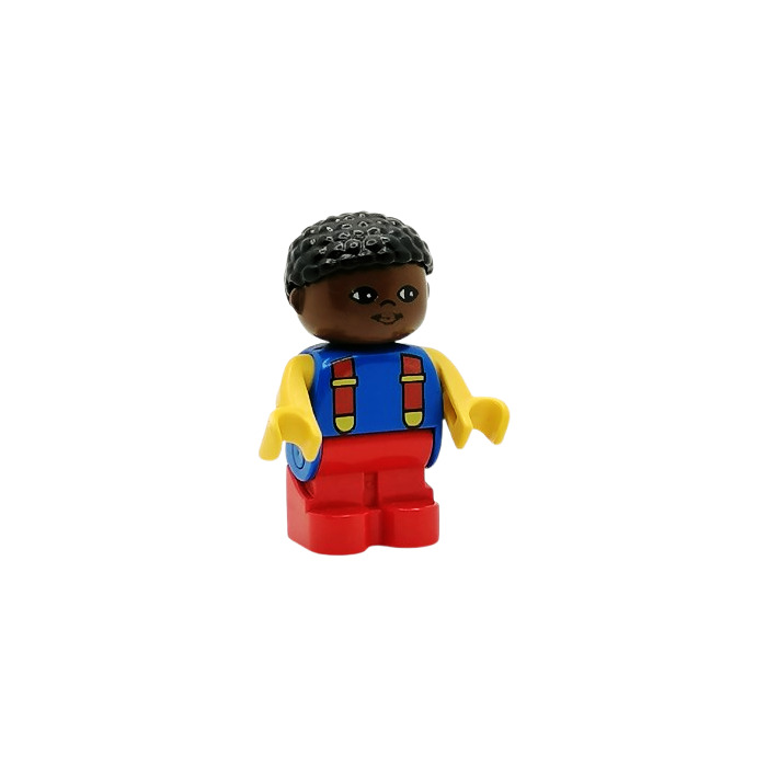 LEGO Boy with Blue Top with Red Suspenders and Red Legs with Brown Head ...