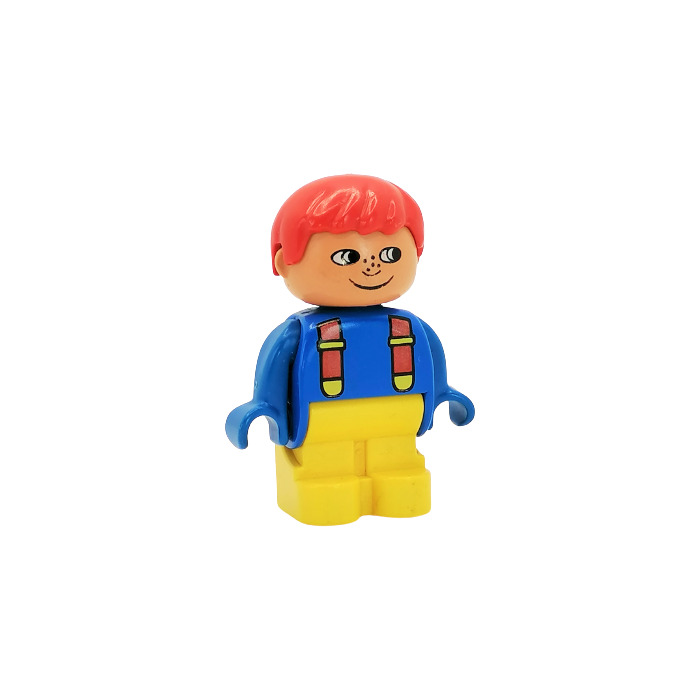 LEGO Boy with Blue Top with Red Suspenders and Yellow Legs Duplo Figure ...