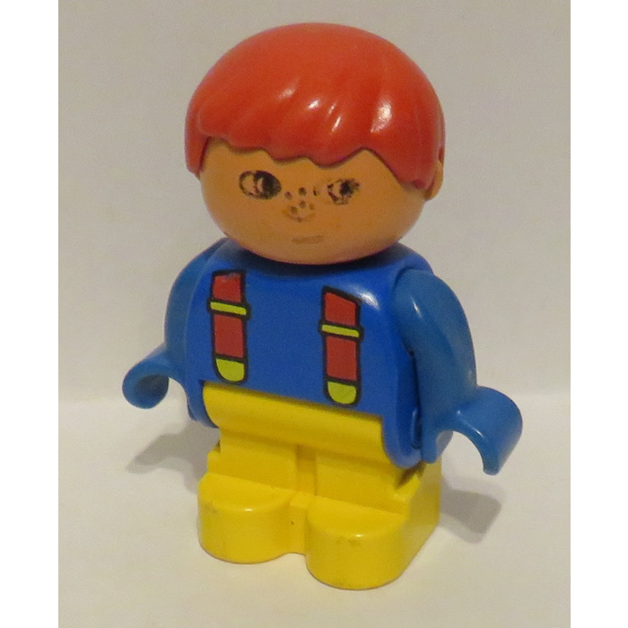 LEGO Boy with Blue Top with Red Suspenders and Yellow Legs Duplo Figure ...