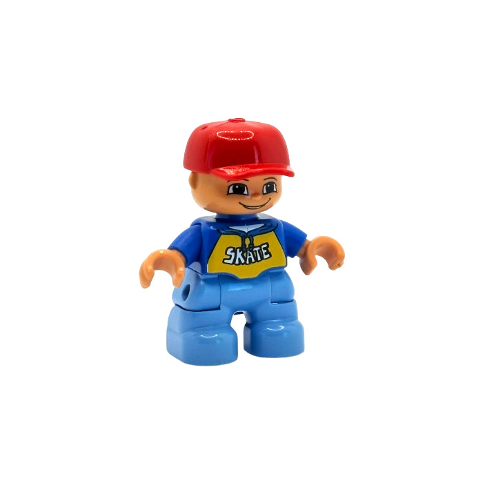 LEGO Boy with Blue Top with 'SKATE' and Red Sideways Cap Duplo Figure ...