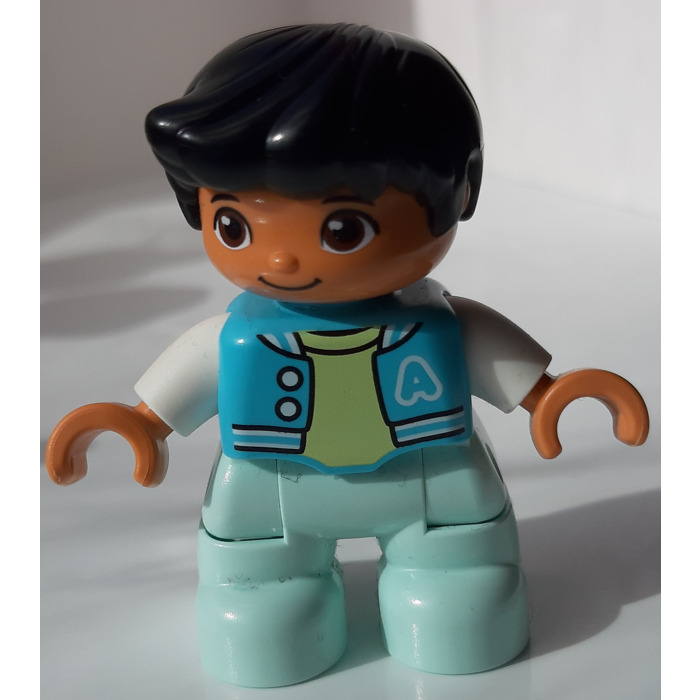 LEGO Boy with Medium Azure Jacket with ‘A’ Duplo Figure | Brick Owl ...